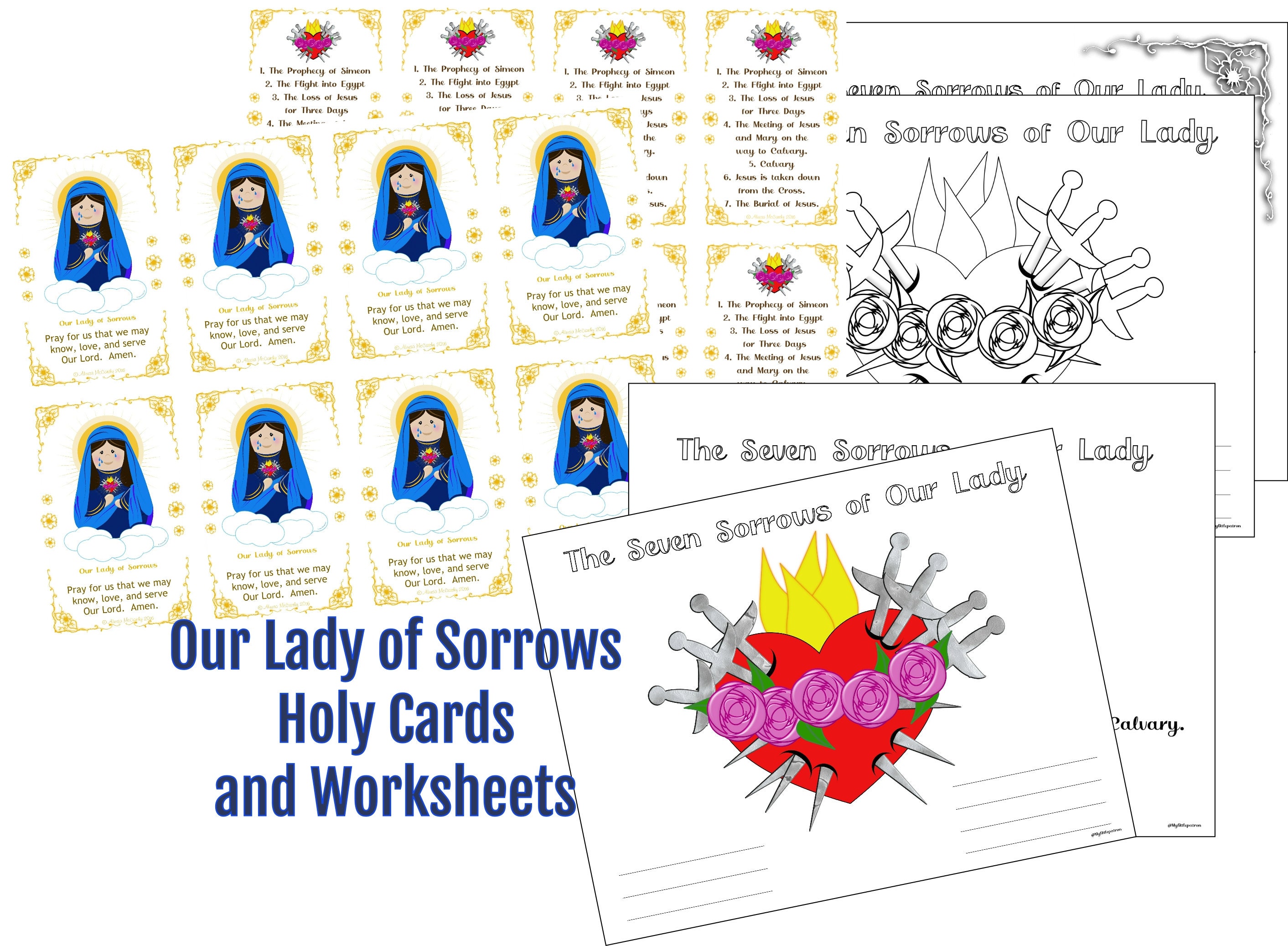 Our Lady of Sorrows Holy Cards and Worksheets PDF - Etsy