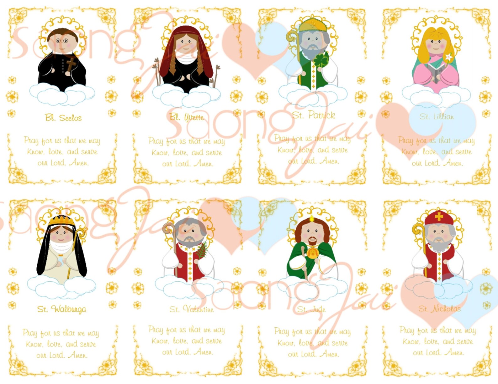Cute Saint Holy Cards Printable PDF - Etsy