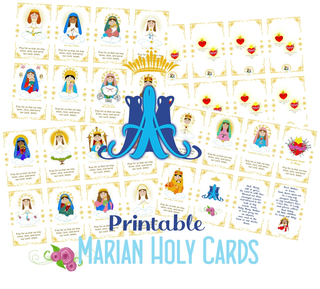 Printable Marian Holy Cards PDF - Etsy