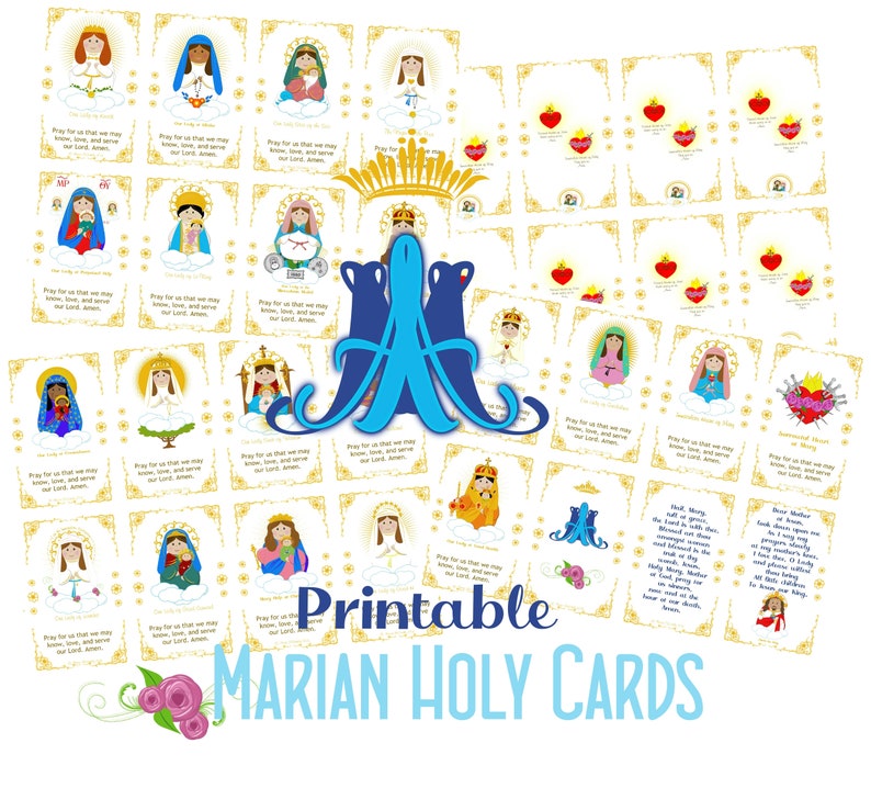Printable Marian Holy Cards PDF | Etsy