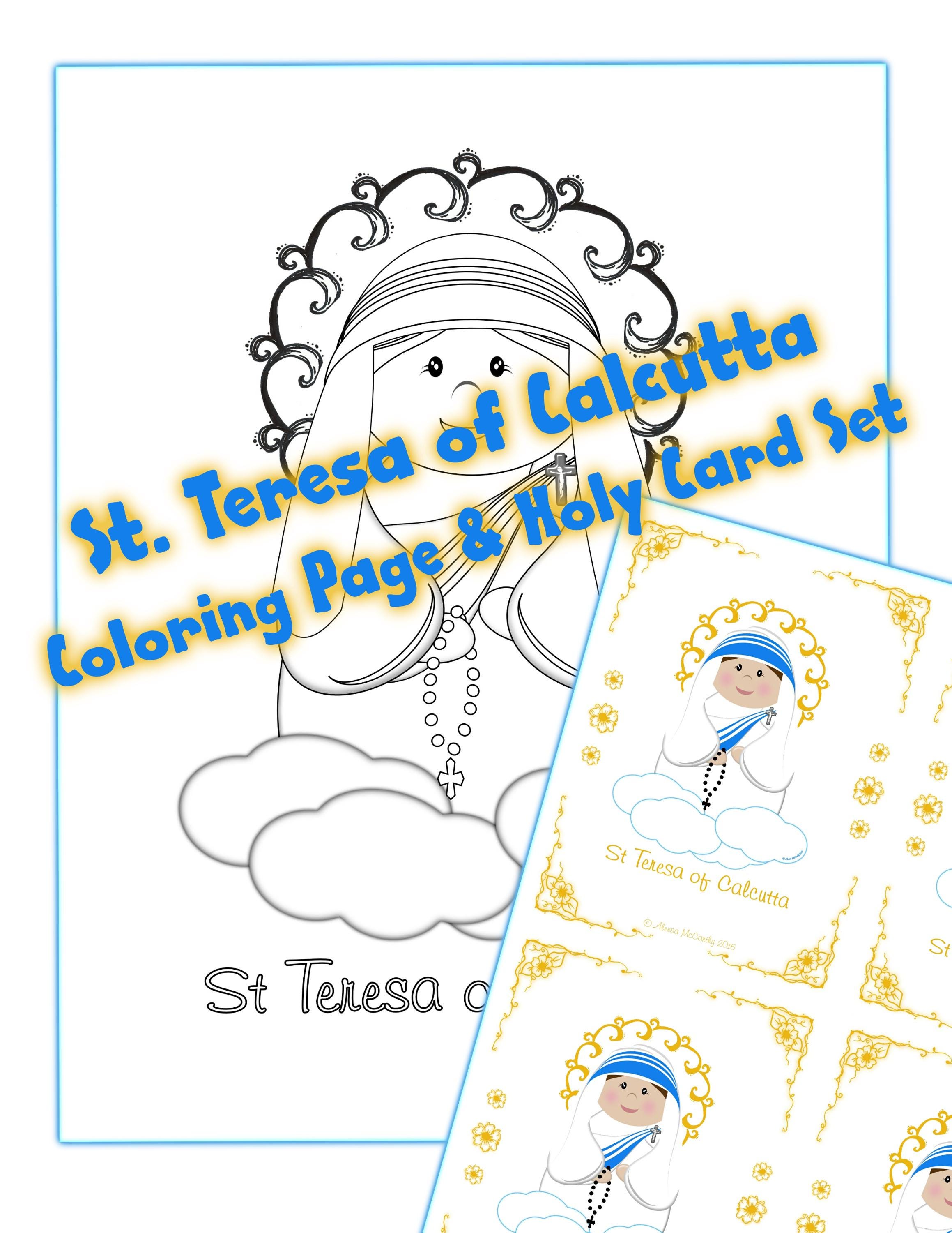 St. Teresa of Calcutta Coloring Page and Holy Cards - Etsy