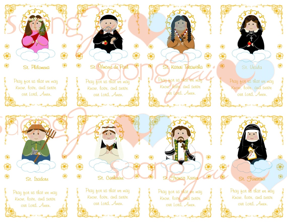 Cute Saint Holy Cards Printable PDF - Etsy Canada