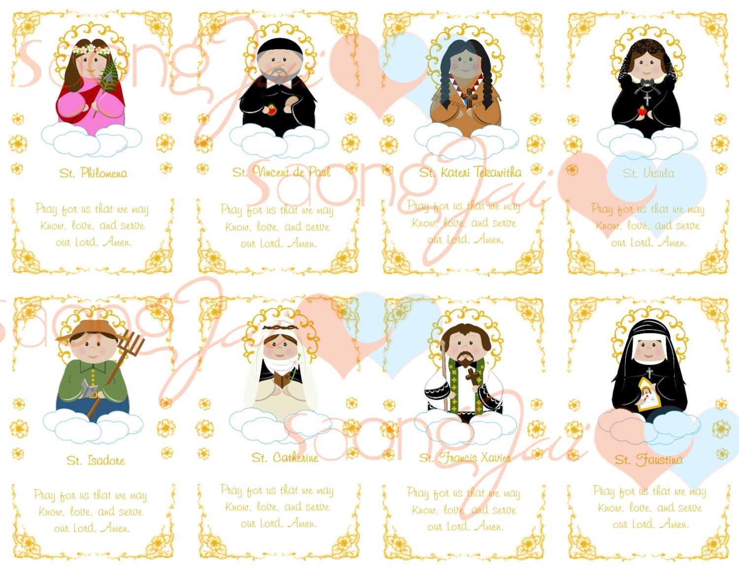 Cute Saint Holy Cards Printable PDF - Etsy