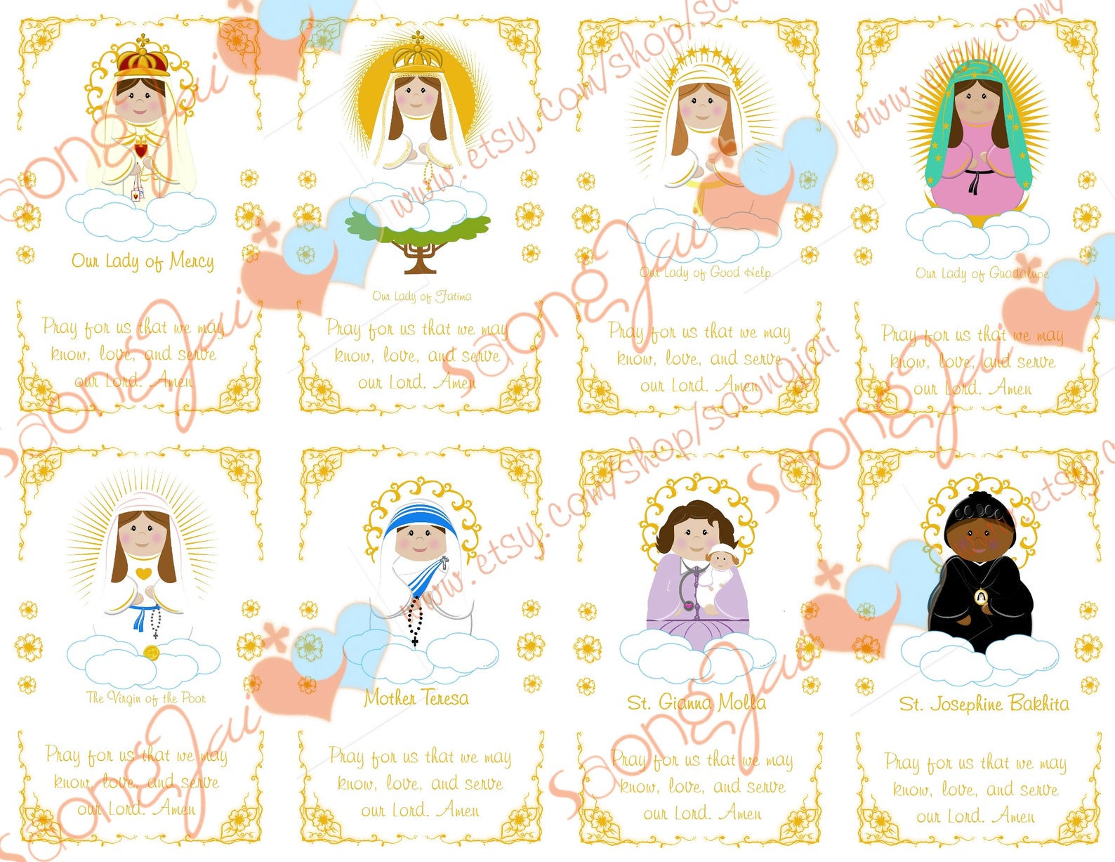 Cute Saint Holy Cards Printable PDF - Etsy Canada