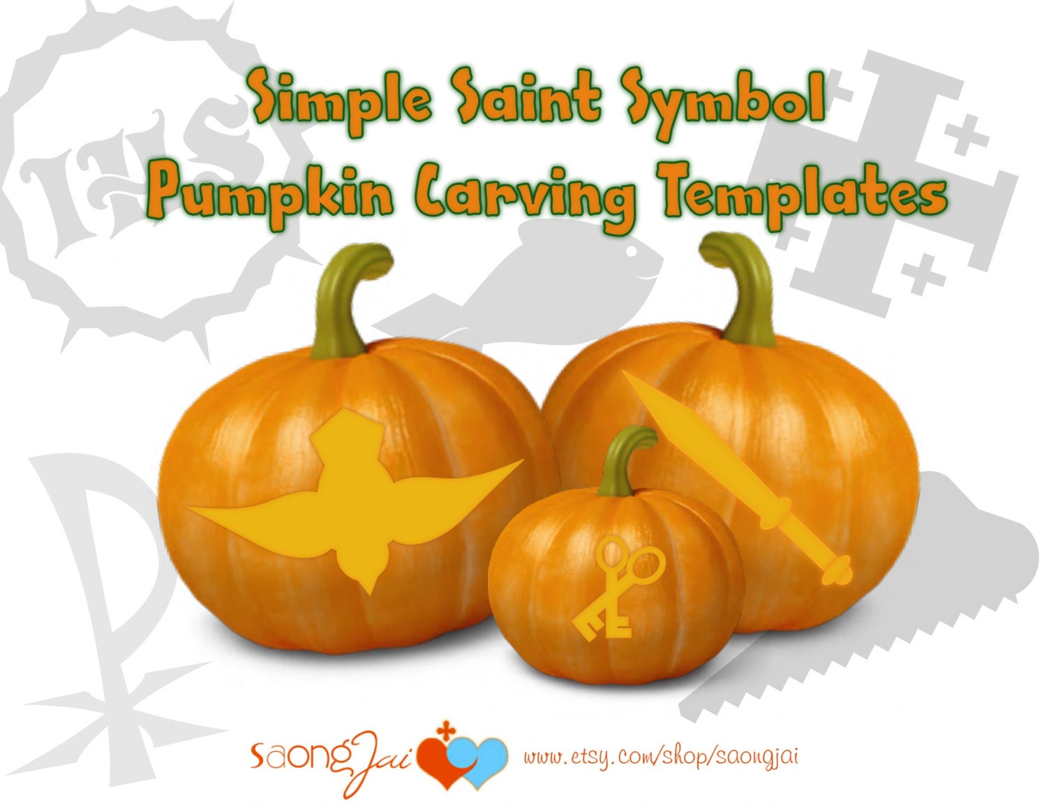 Simple Saint Symbol Pumpkin Carving Templates - Etsy