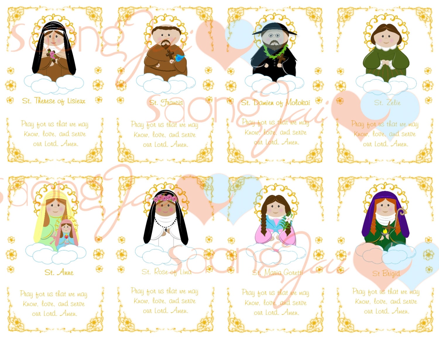 Cute Saint Holy Cards Printable PDF - Etsy