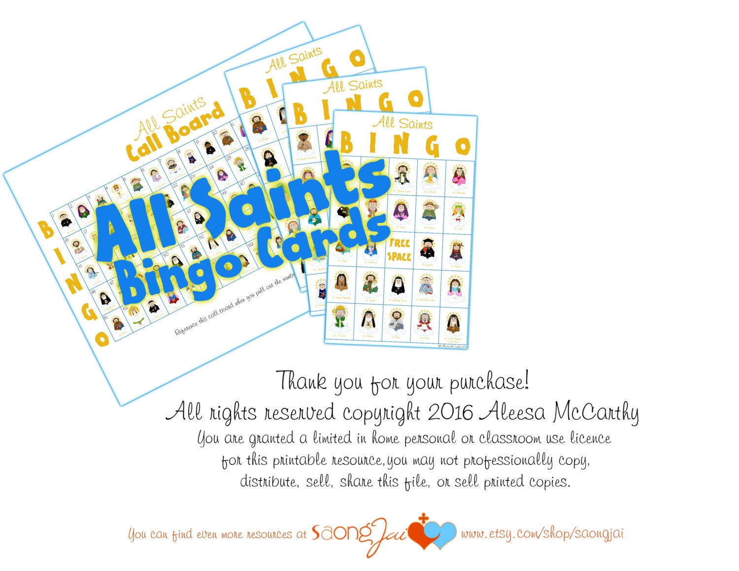 All Saints Bingo Cards PDF - Etsy