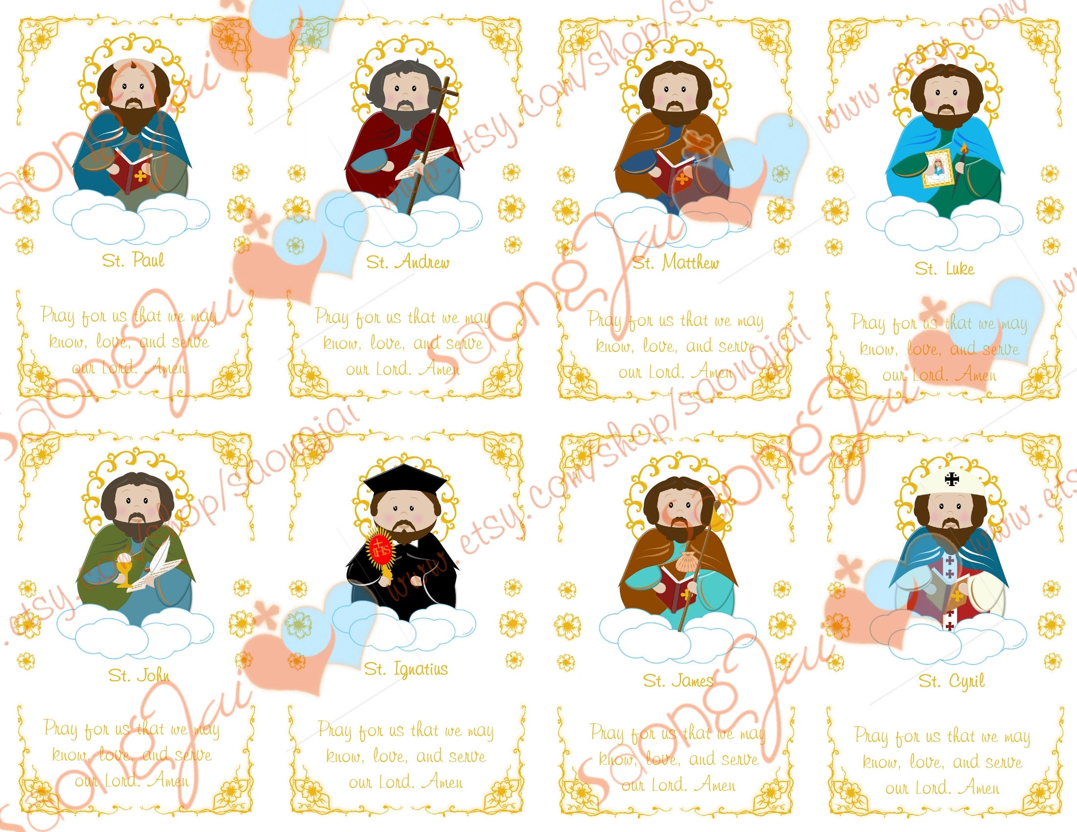 Cute Saint Holy Cards Printable PDF - Etsy Canada