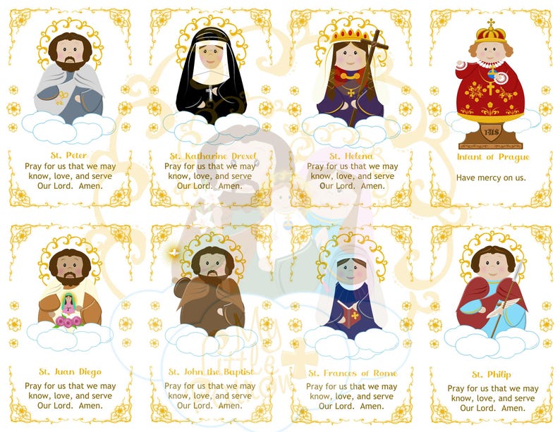 Cute Saint Holy Cards Printable PDF - Etsy