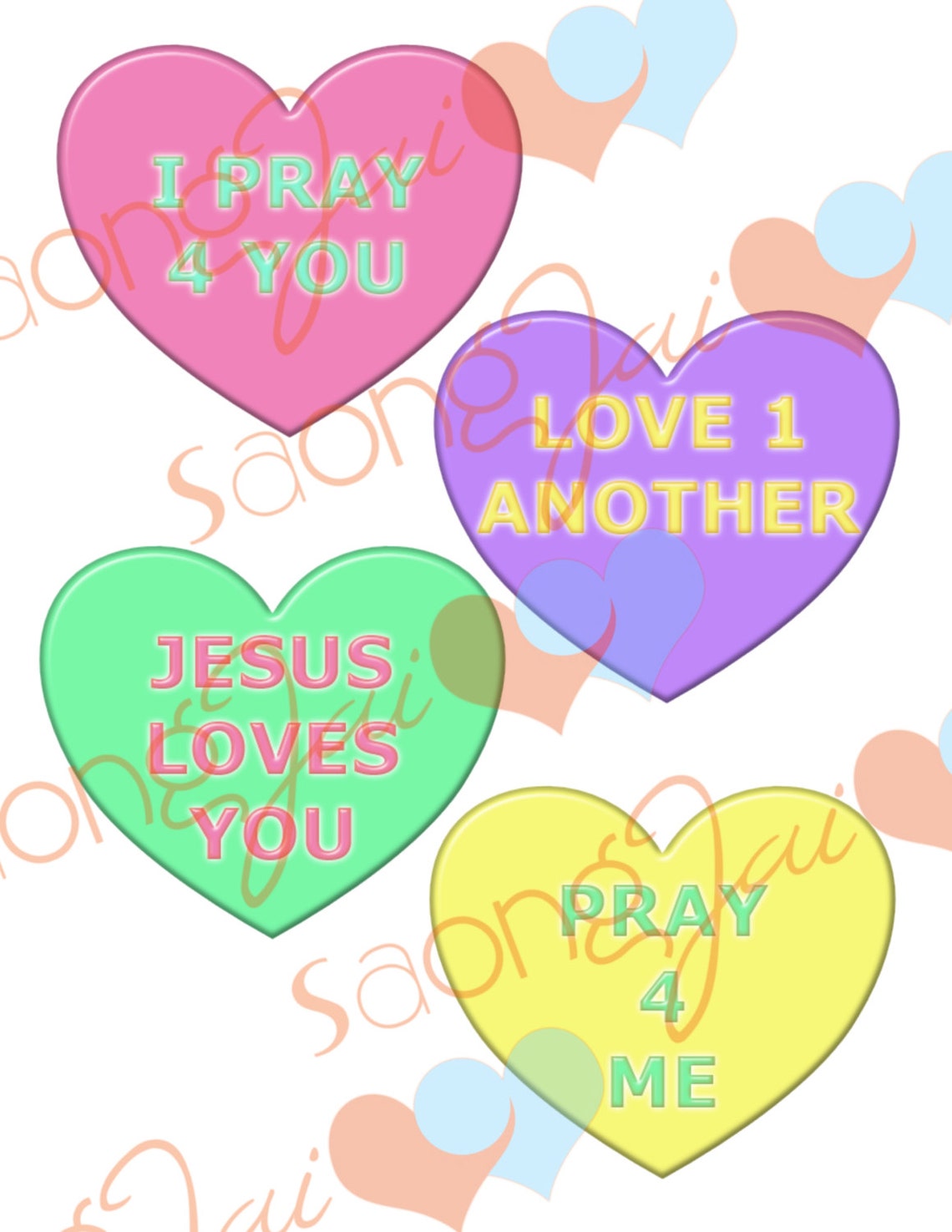 Christian Candy Heart Printable Pdfs - Etsy