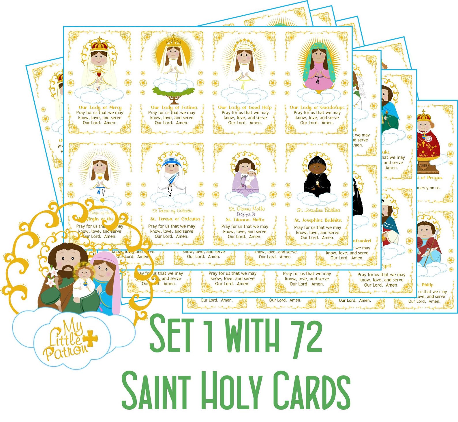 Cute Saint Holy Cards Printable PDF - Etsy