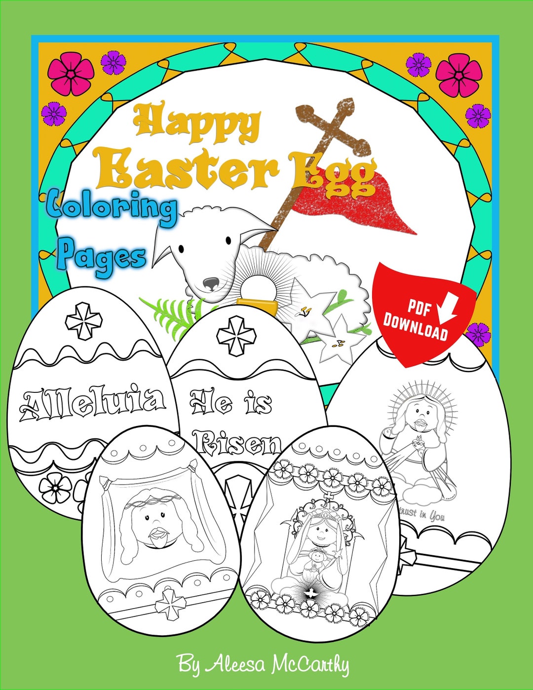 Happy Easter Egg Coloring Pages PDF - Etsy