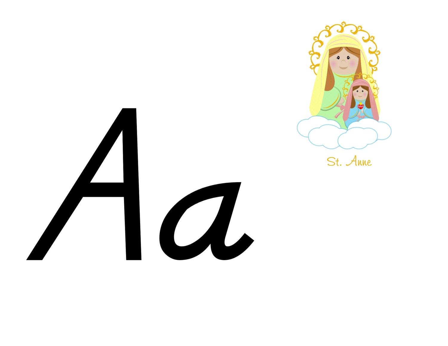 Large Cute Saints Alphabet Flash Cards Printable PDF - Etsy