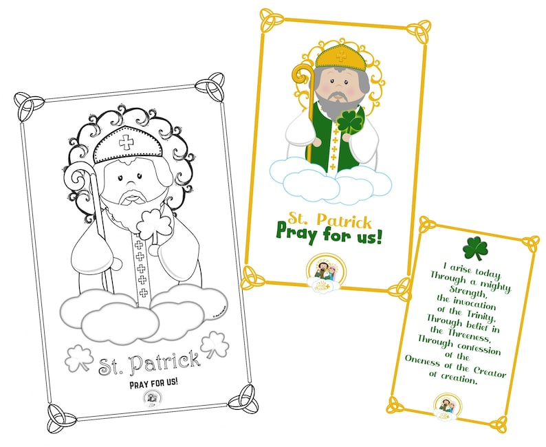 St. Patrick Holy Cards and Coloring Pages PDF - Etsy