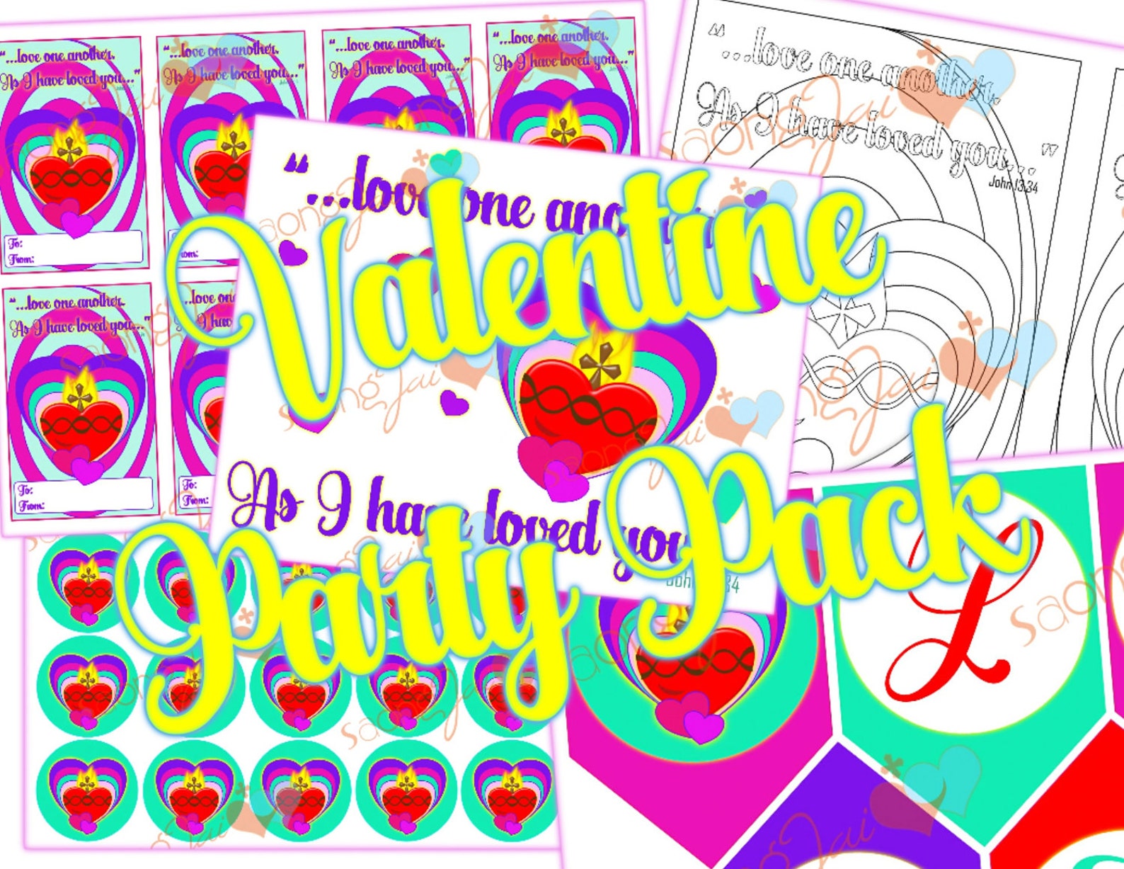 Sacred Heart Valentine Party Pack Printable PDF - Etsy