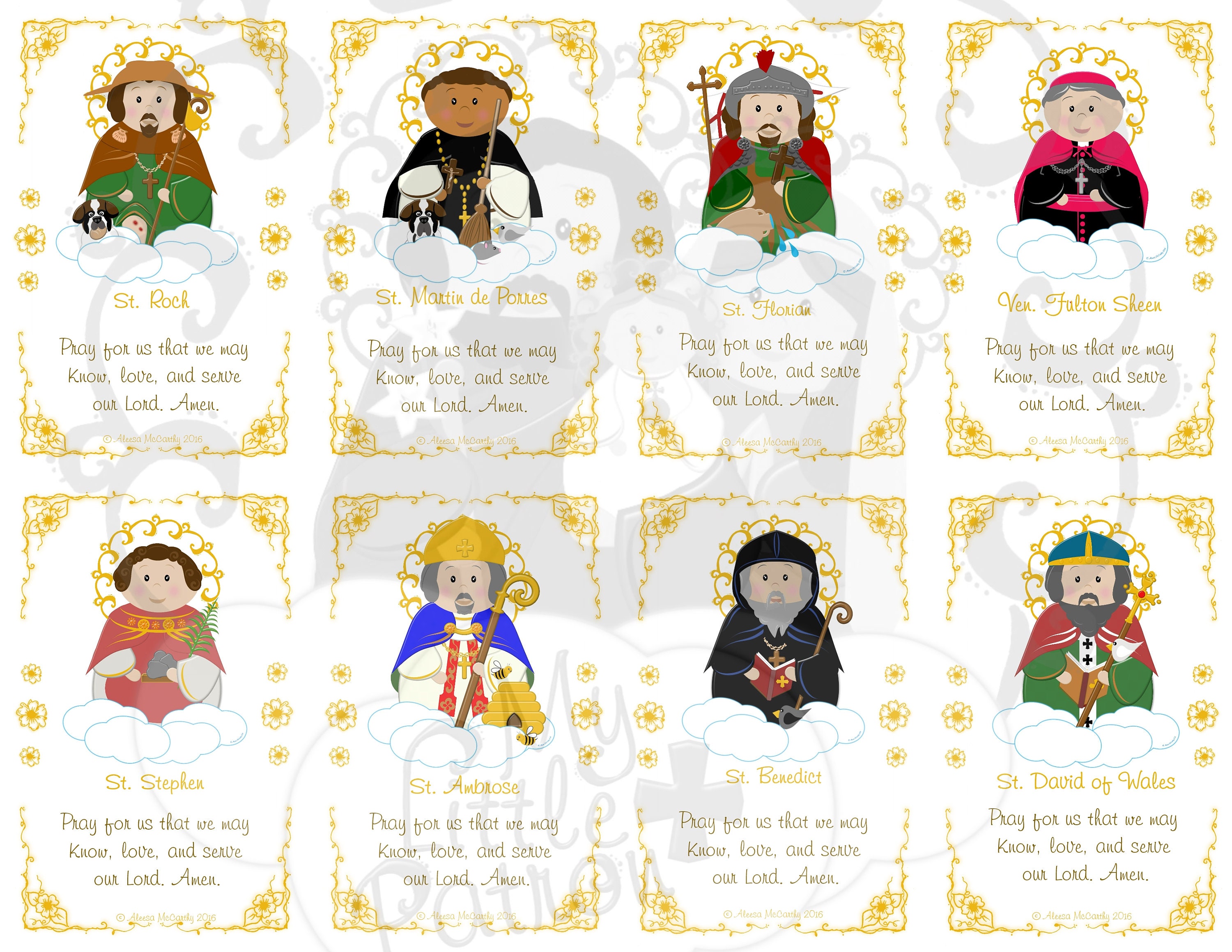 Set 3 Cute Saint Holy Cards Printable PDF - Etsy