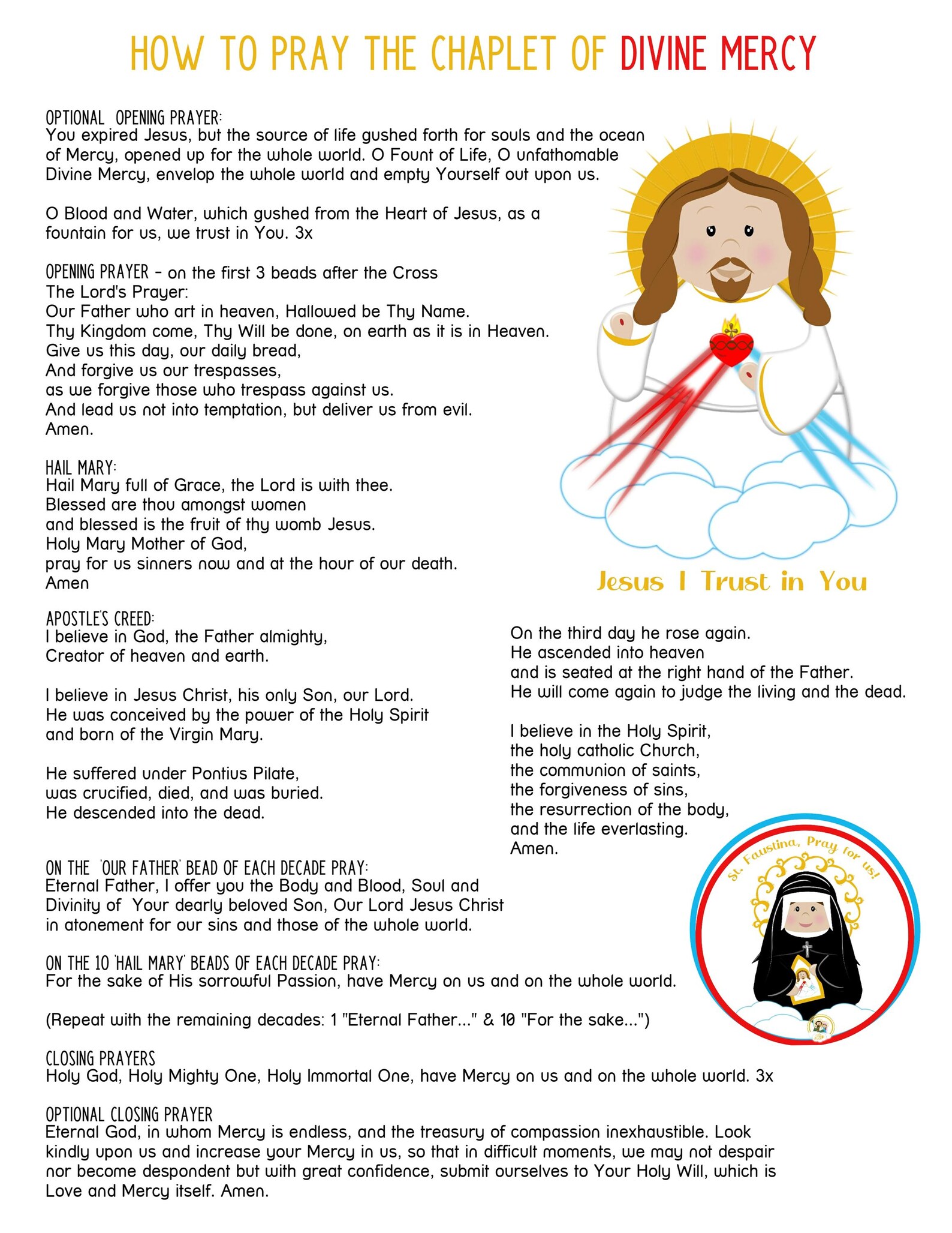 Divine Mercy Chaplet and Coloring Pages - Etsy