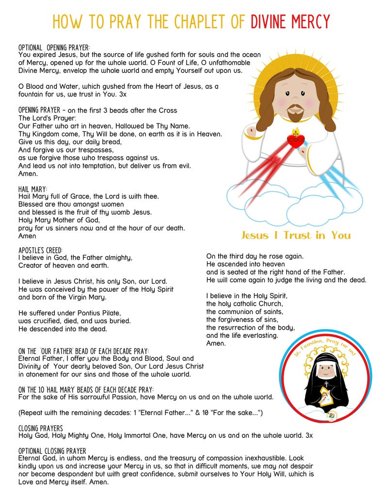 Divine Mercy Chaplet and Coloring Pages - Etsy