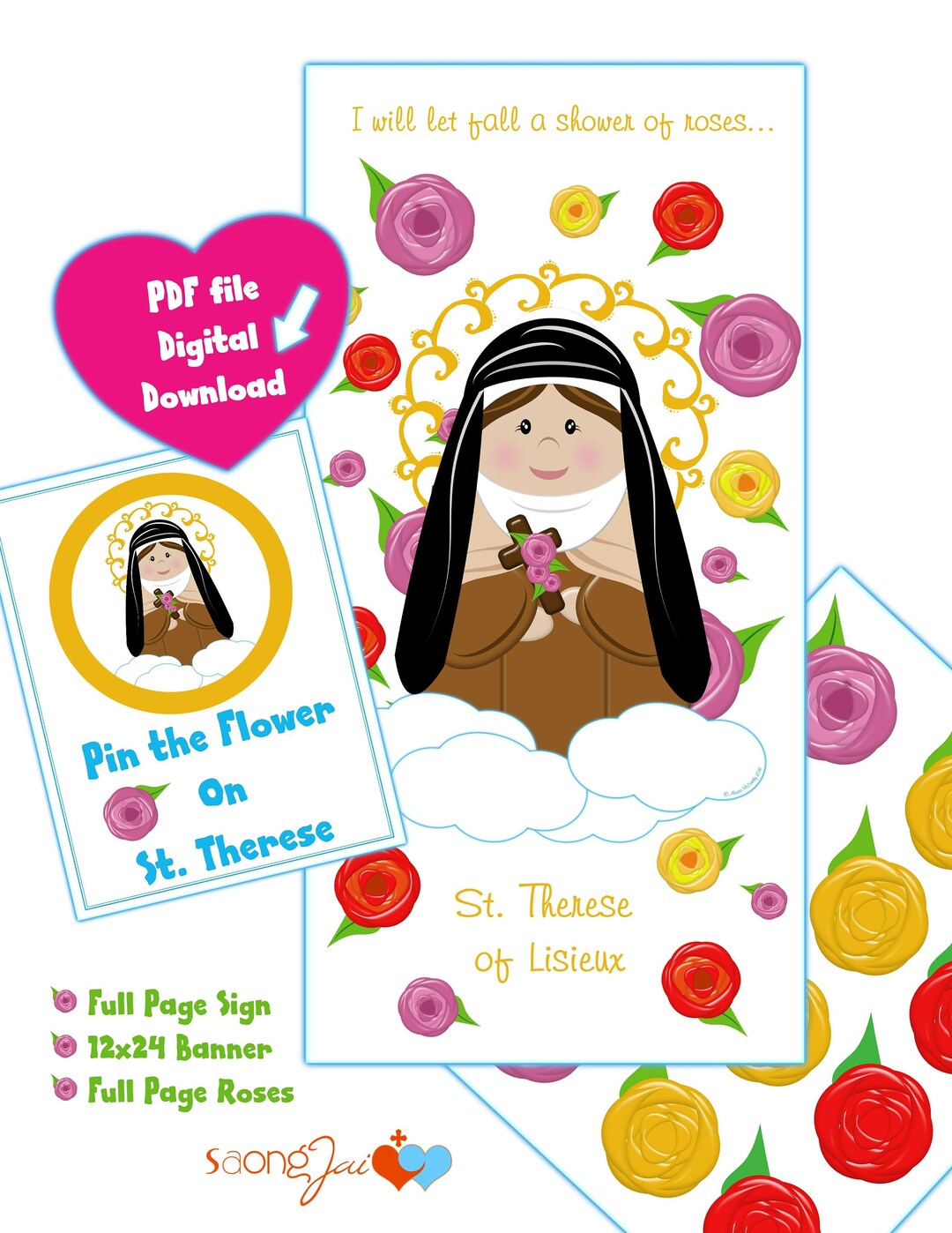 Pin the Flower on St. Therese Game PDF - Etsy