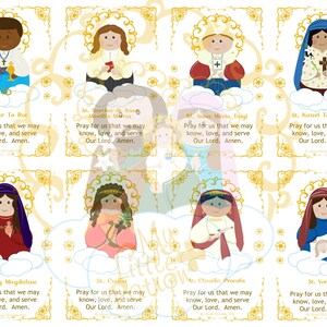 Set 4 Cute Saint Holy Cards Printable PDF - Etsy