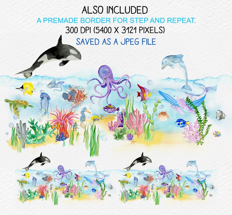 Watercolor Sea Elements (creatures, Corals, Bubbles, Sea Grass): PNG ...