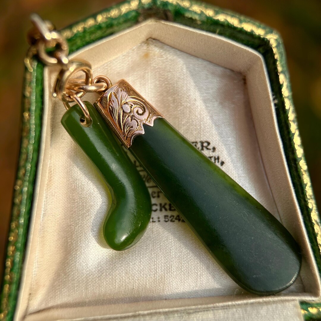 An Antique Nephrite/pounamu Pendant/charm, in the Style of a kapeu ear ...