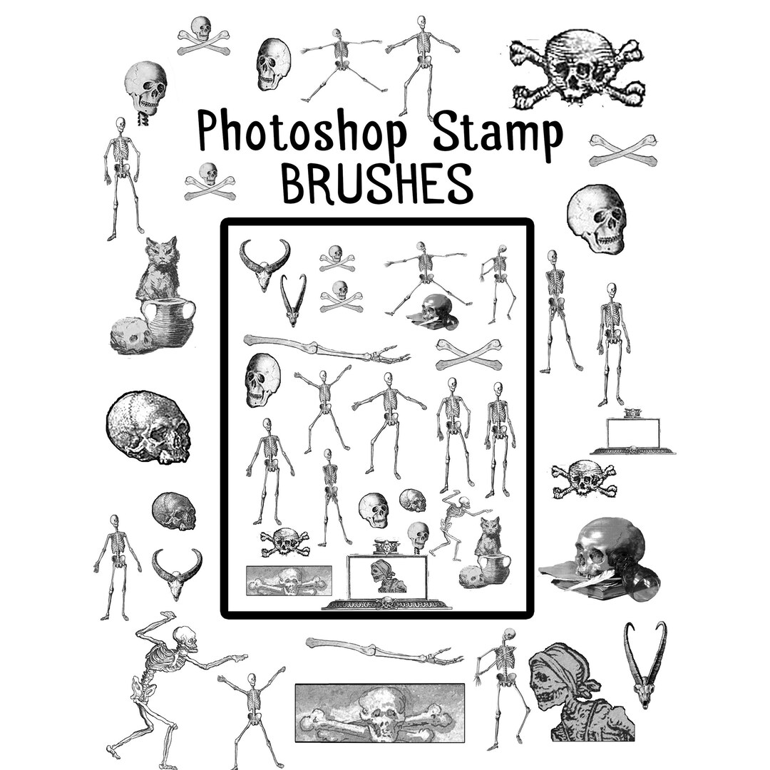 Skeleton Photoshop Brushes and Bonus Dancing Skeleton Animation MP4 - Etsy