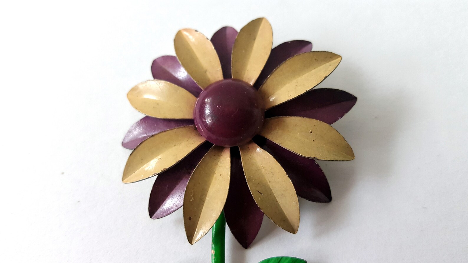 Two Vintage Enamel Flower Pins Floral Brooches | Etsy