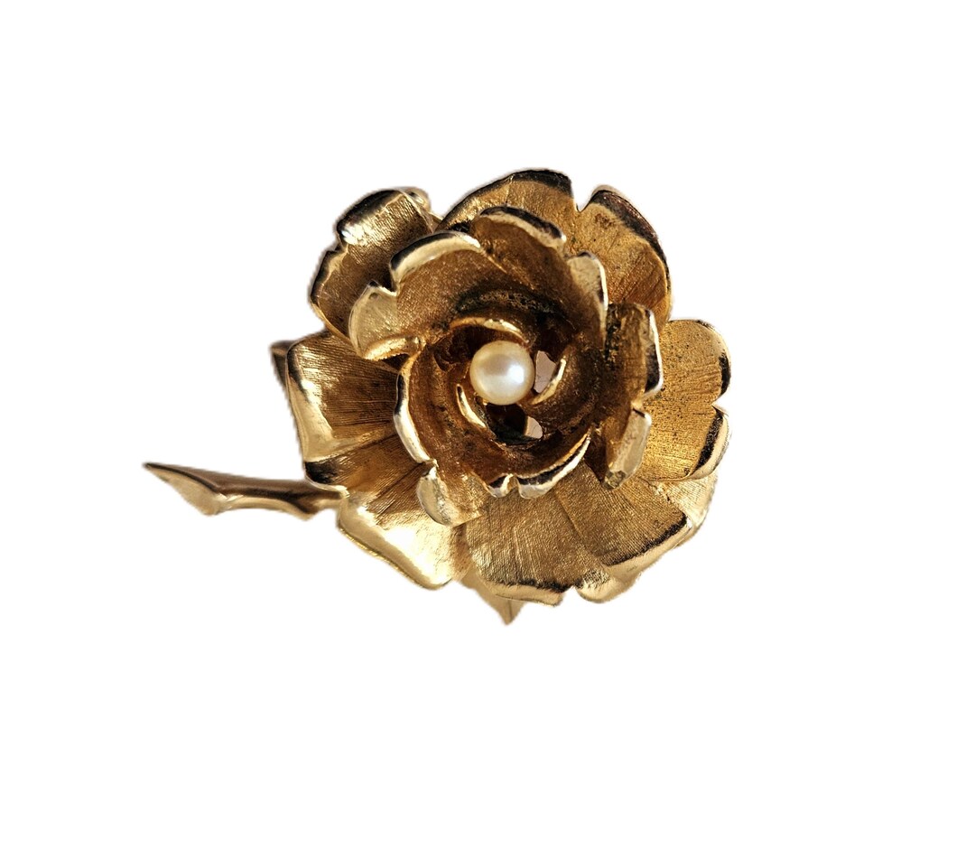 Vintage Boucher Rose Brooch With Cultured Pearl - Etsy