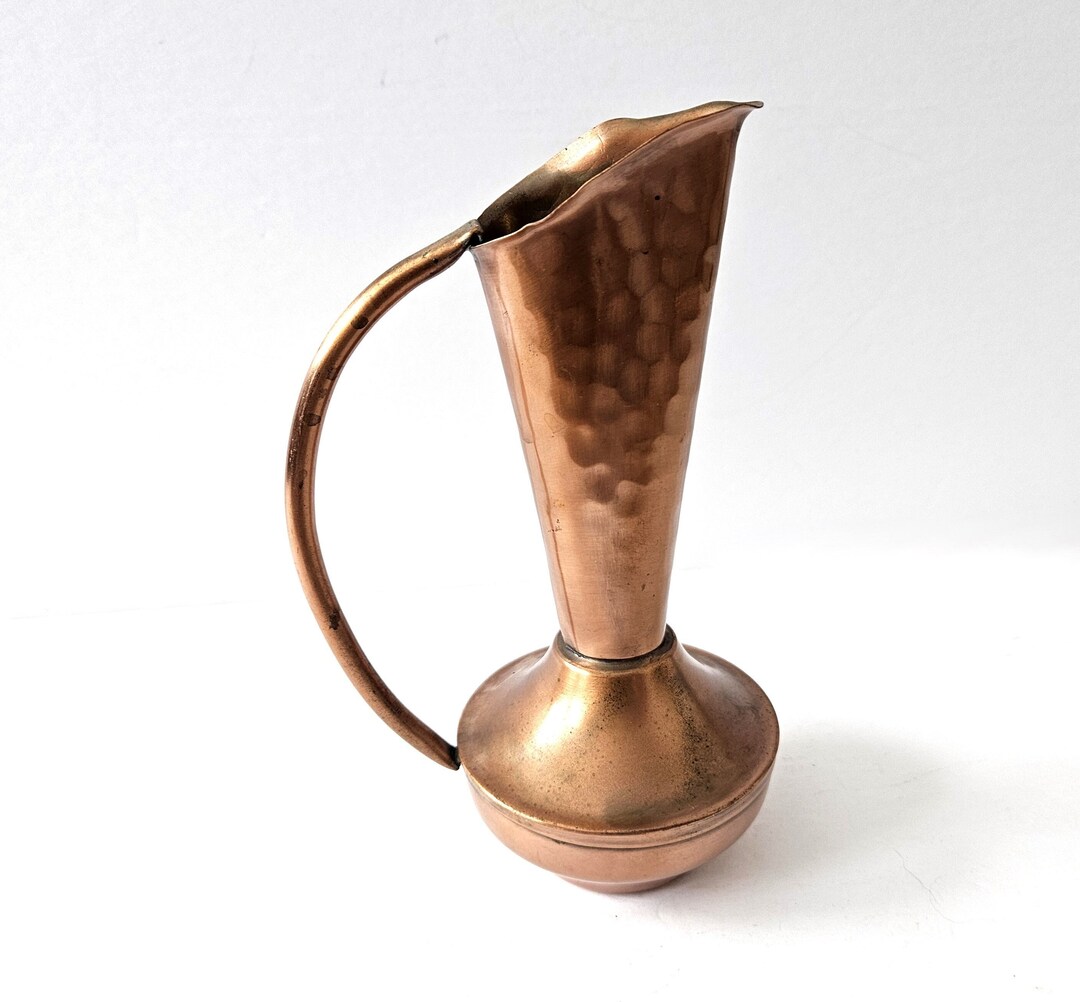 Vintage Gregorian Copper Small Pitcher With Hammered Neck - Etsy