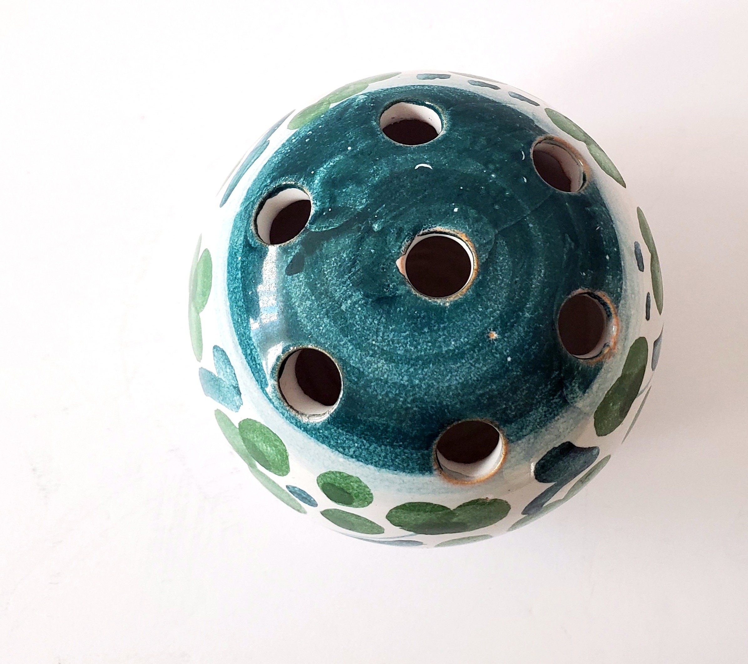 Vintage Flower Frog Blue Green Italian Ceramic Floral Frog | Etsy