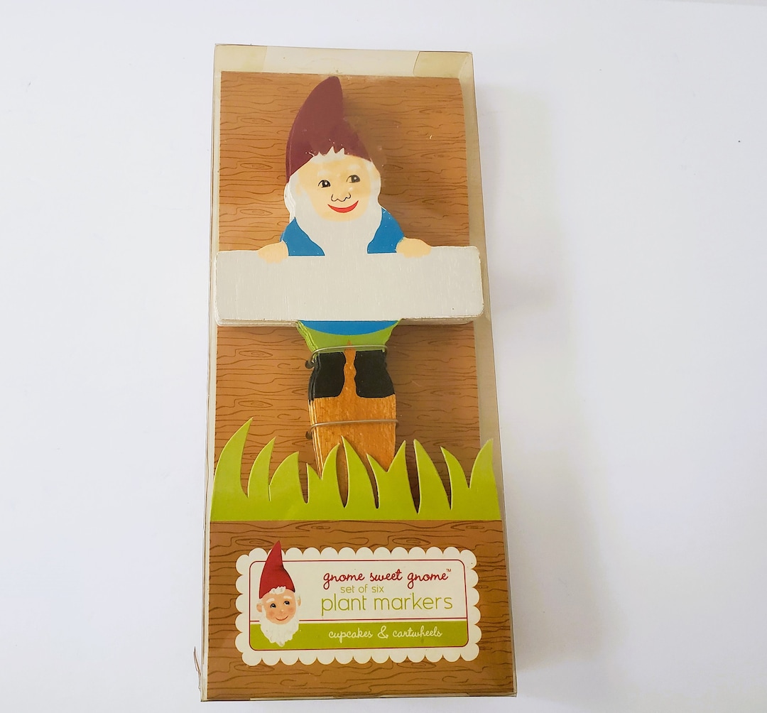 Vintage Garden Gnome Plant Markers, Garden Decor, New Old Stock, Set of ...