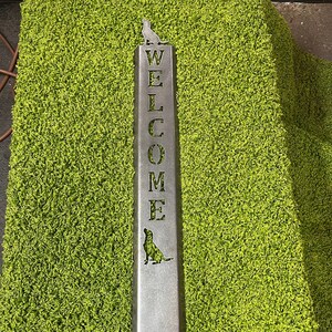 Weclome Sign Michagin Block Metal Garden Yard Outdoor Front Door Porch ...