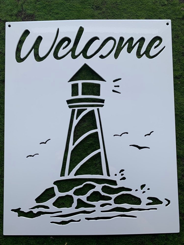 Lighthouse Welcome Sign Landscape Light Station Maritime | Etsy