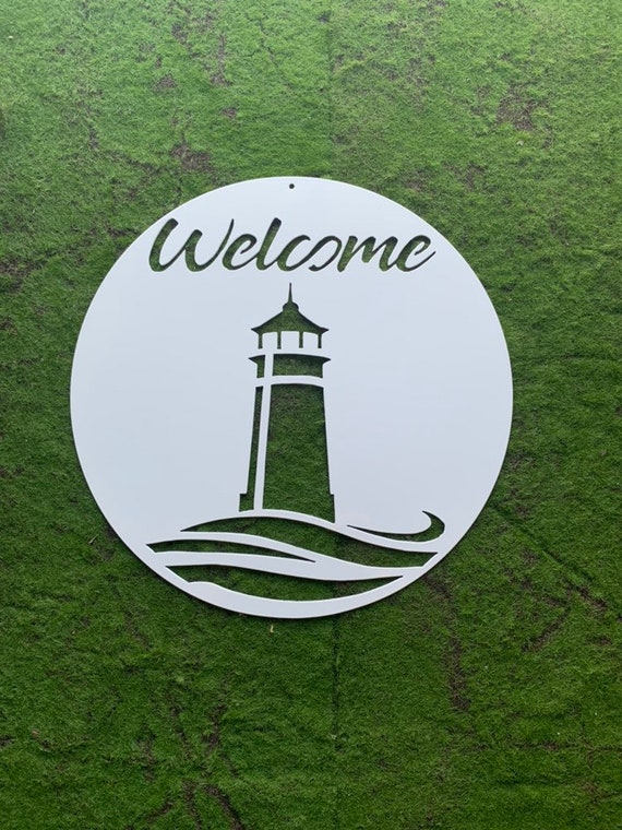 Lighthouse Welcome Sign Landscape Light Station Maritime | Etsy