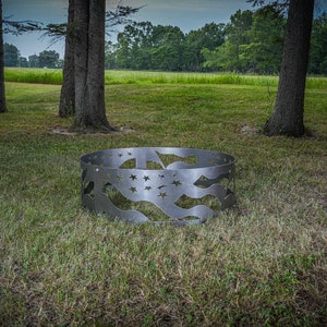 American Flag Fire Ring Corten Waving Ripped USA Fire Pit Outdoor ...