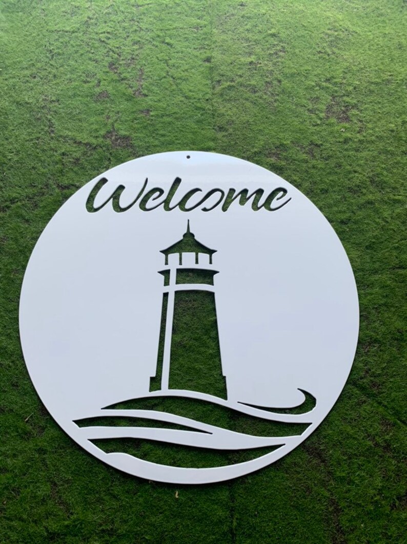 Lighthouse Welcome Sign Landscape Light Station Maritime | Etsy