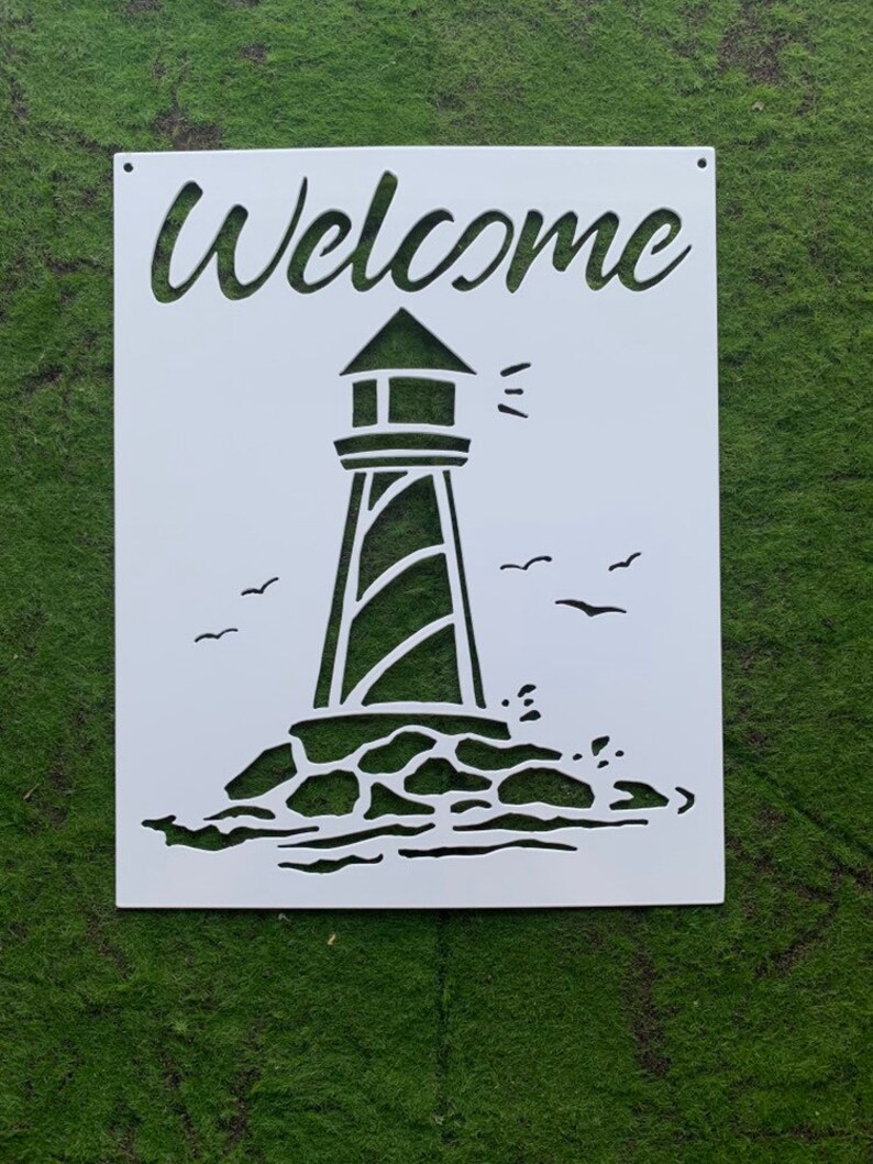 Lighthouse Welcome Sign Landscape Light Station Maritime - Etsy
