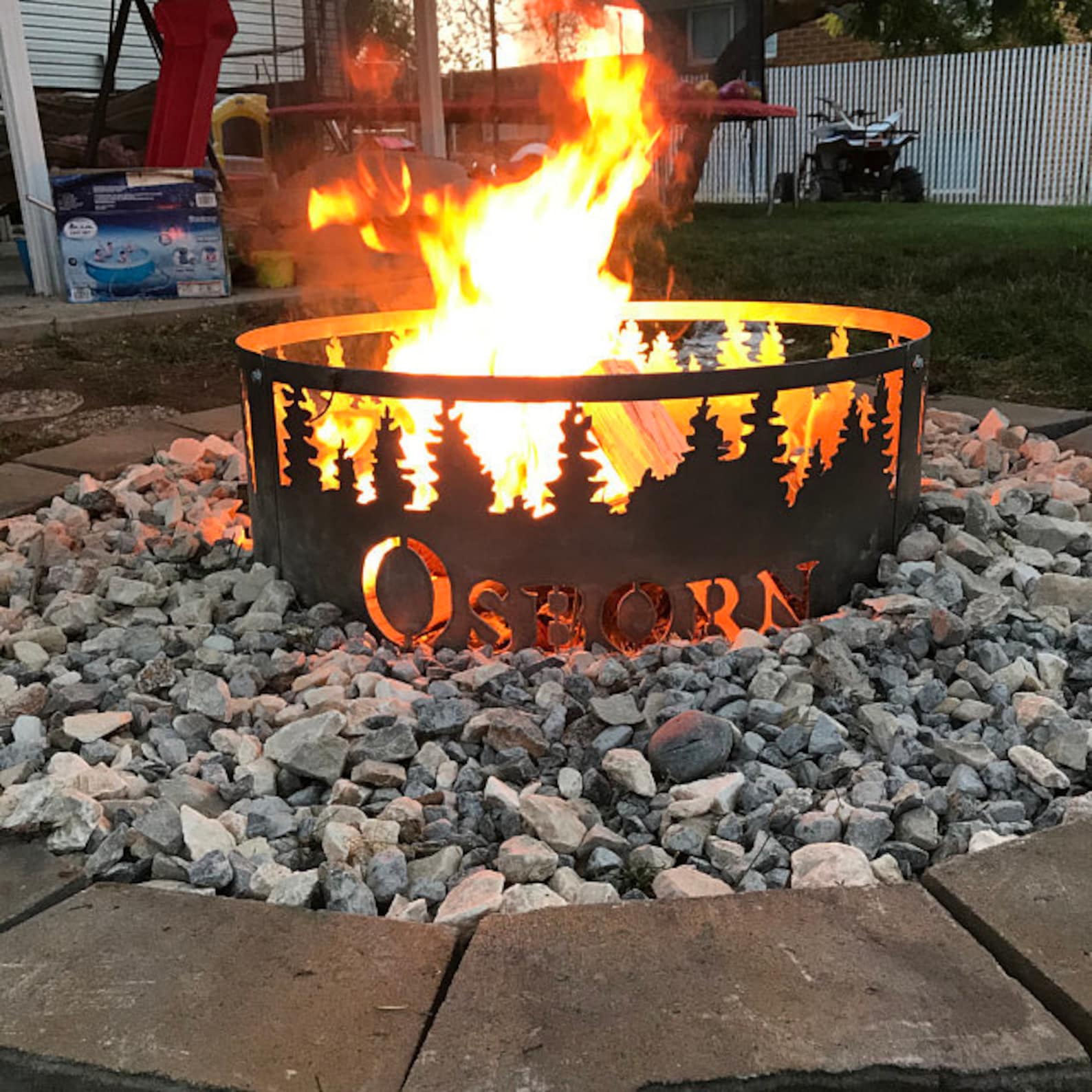 Heavy Duty Pine Tree Style Fire Ring Corten Personalized Custom Fire ...