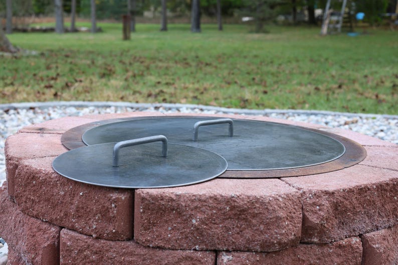 Premium Round Corten Steel Fire Pit Cover Lid Personalized Custom ...
