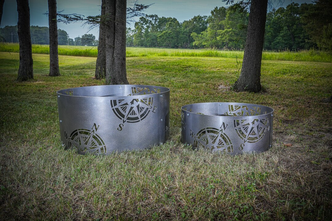 Compass Fire Ring, Compass Rose, Fire Pit, Corten Outdoor, Map ...