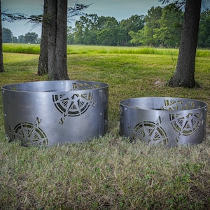 Compass Fire Ring, Compass Rose, Fire Pit, Corten Outdoor, Map ...