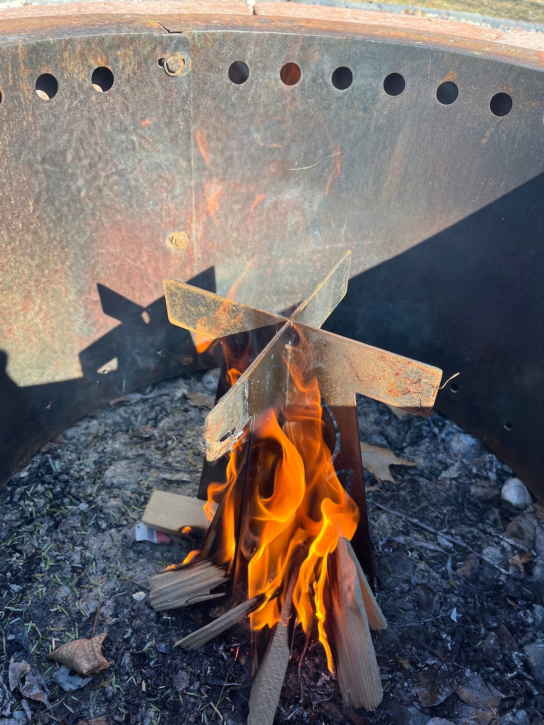 Vertical Fire Pit Grate Steel Fire Starter Log Holder for Fire Pits or ...