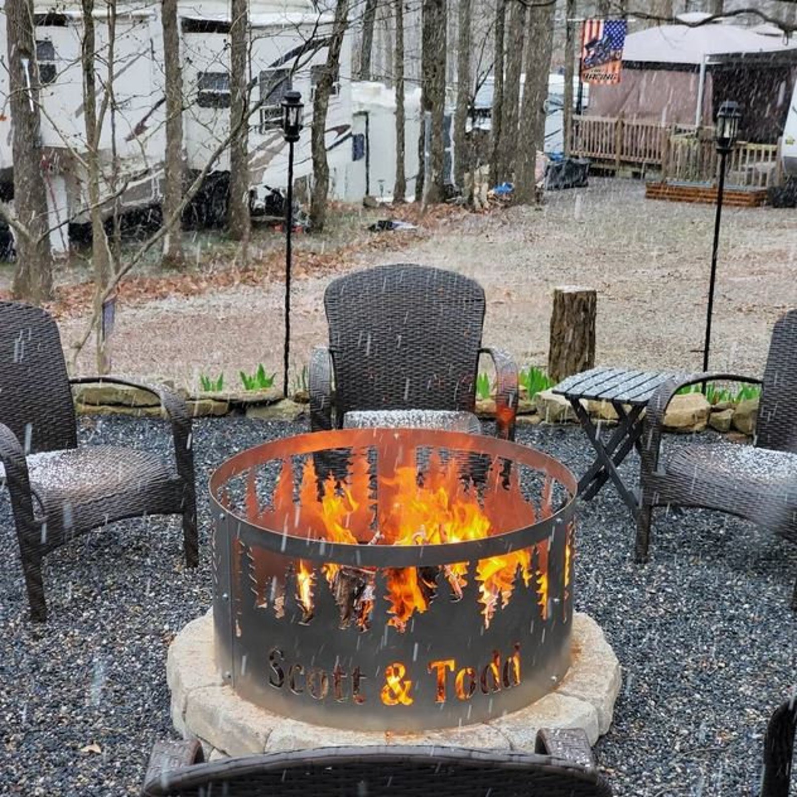 Heavy Duty Pine Tree Style Fire Ring Personalized Custom Fire - Etsy