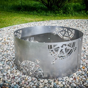 Compass Fire Ring, Compass Rose, Fire Pit, Corten Outdoor, Map ...