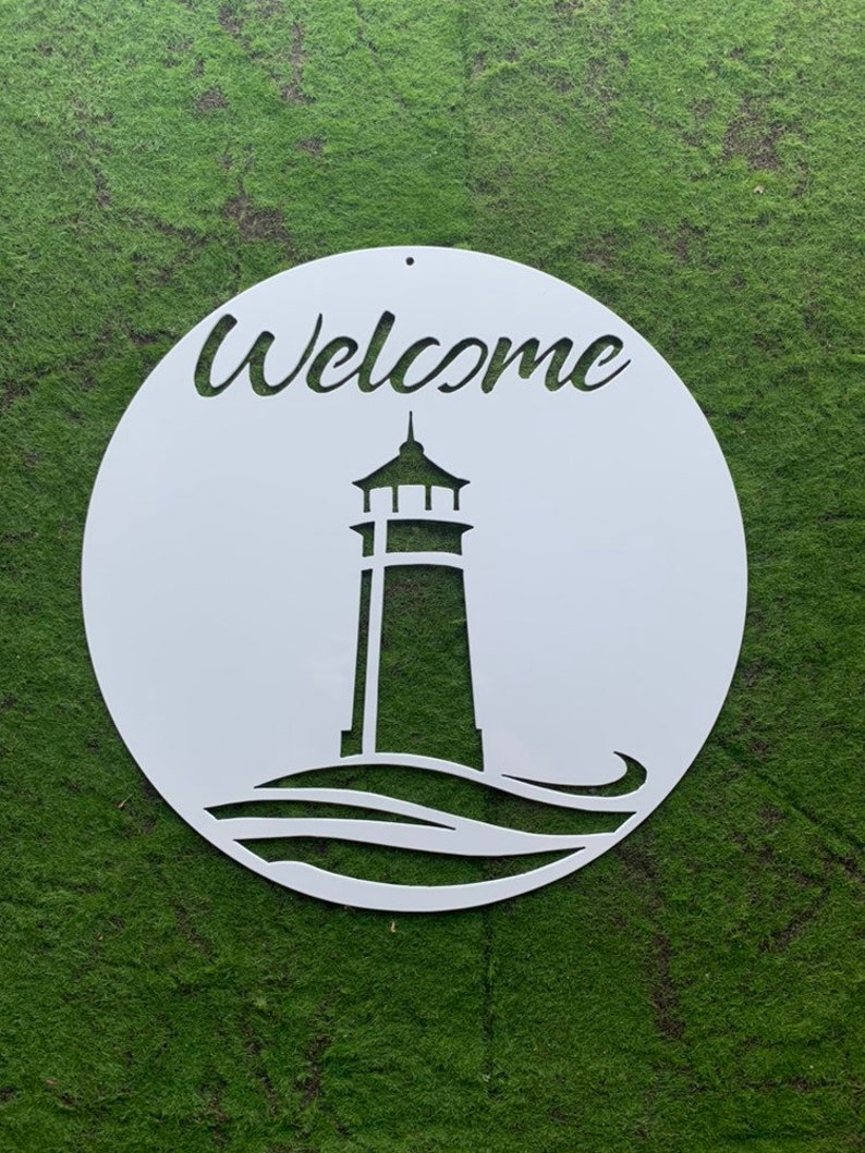 Lighthouse Welcome Sign Landscape Light Station Maritime | Etsy
