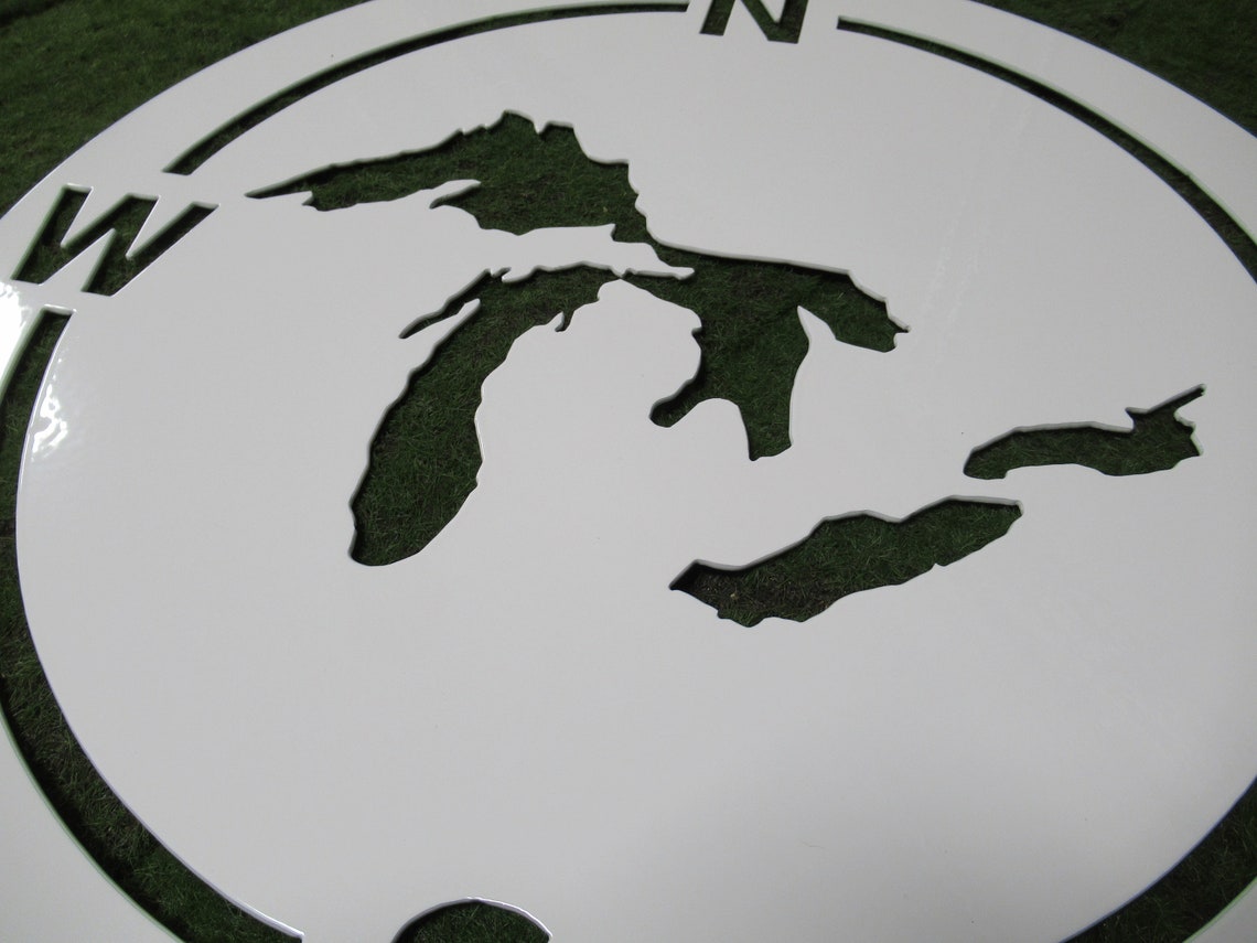 Compass Rose Wall Decor Great Lake Michigan Erie Ontario Huron - Etsy