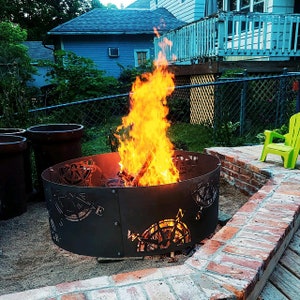 Compass Fire Ring, Compass Rose, Fire Pit, Corten Outdoor, Map ...