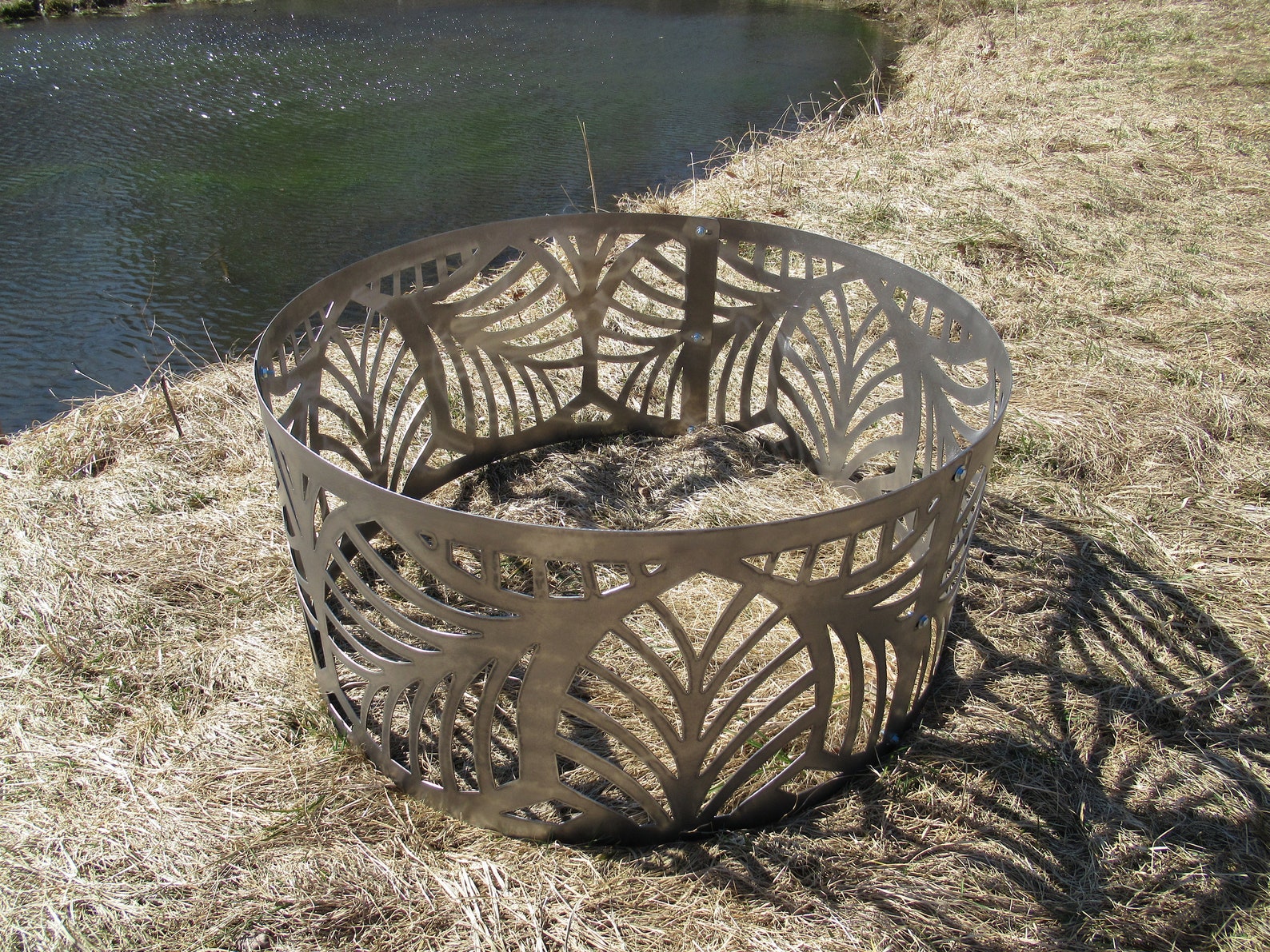 Palm Tree Leaf Fire Ring Fire Pit Outdoor Fire Place Back - Etsy