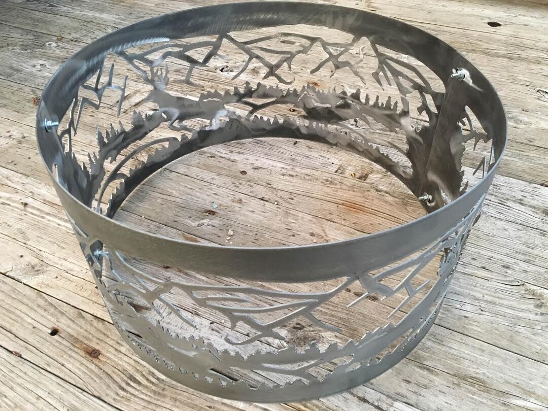 Heavy Duty Fire Pit Ring Deer Outdoor Decor, Metal Garden Fire Ring ...